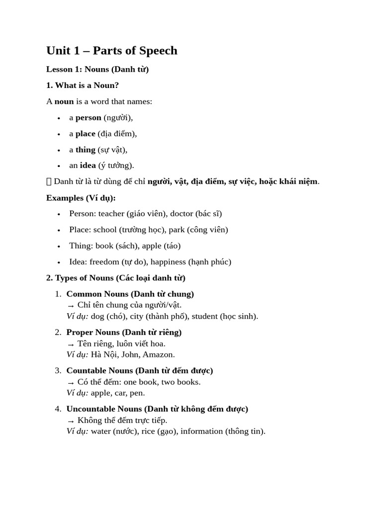 Lesson 1 Noun | PDF