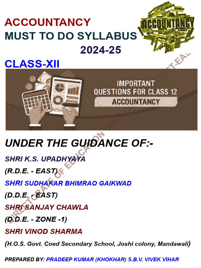 Class XII Accountancy Syllabus 2024-25 | PDF | Revenue | Partnership