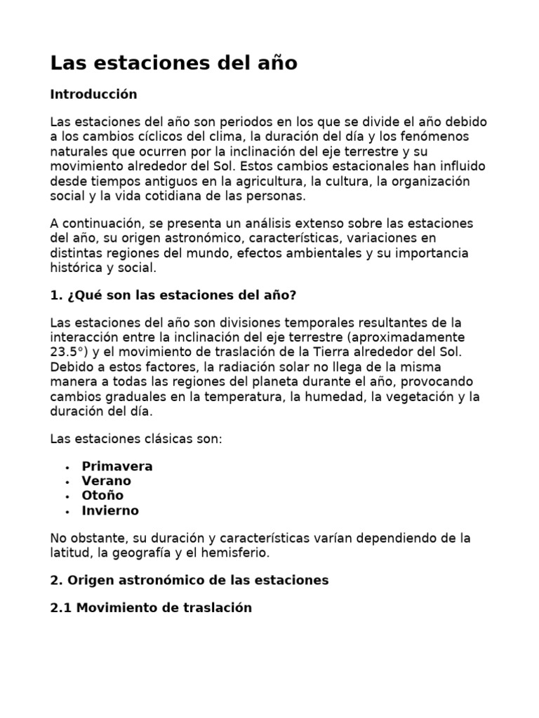 Las estaciones del año | PDF | Temporada de primavera) | Invierno