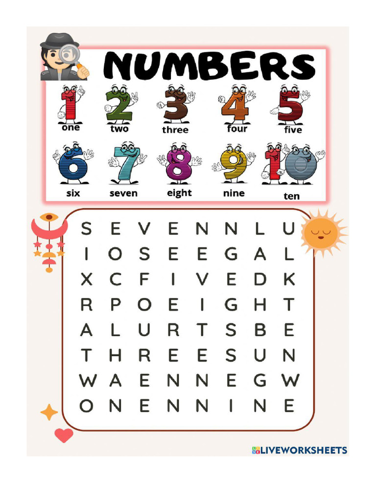 Numbers 1 - 10 Word Search | PDF