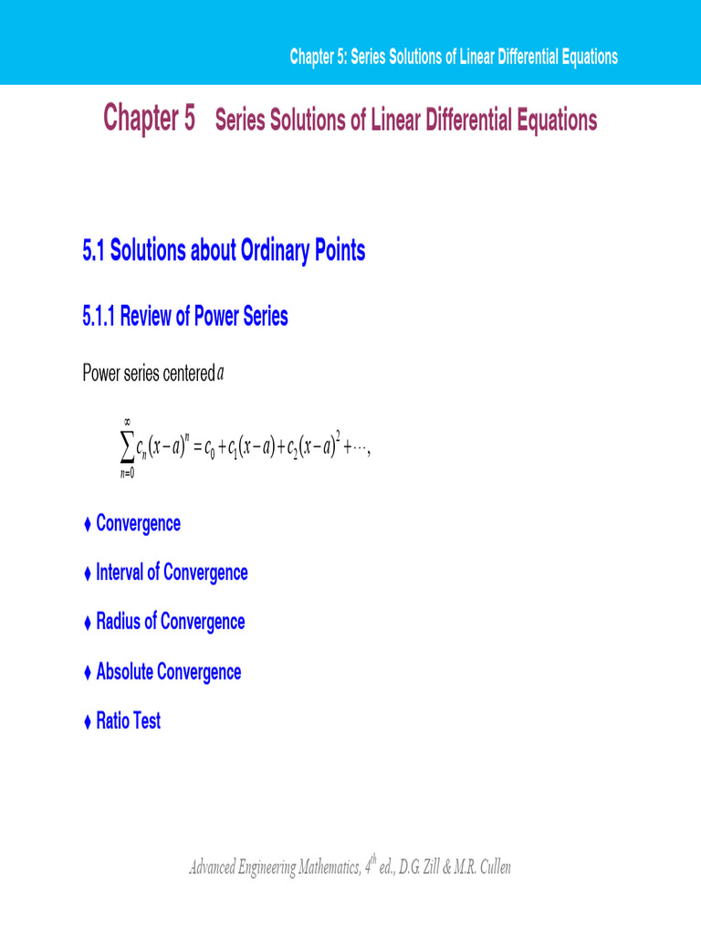 Lecture 05 | PDF | Power Series | Equations