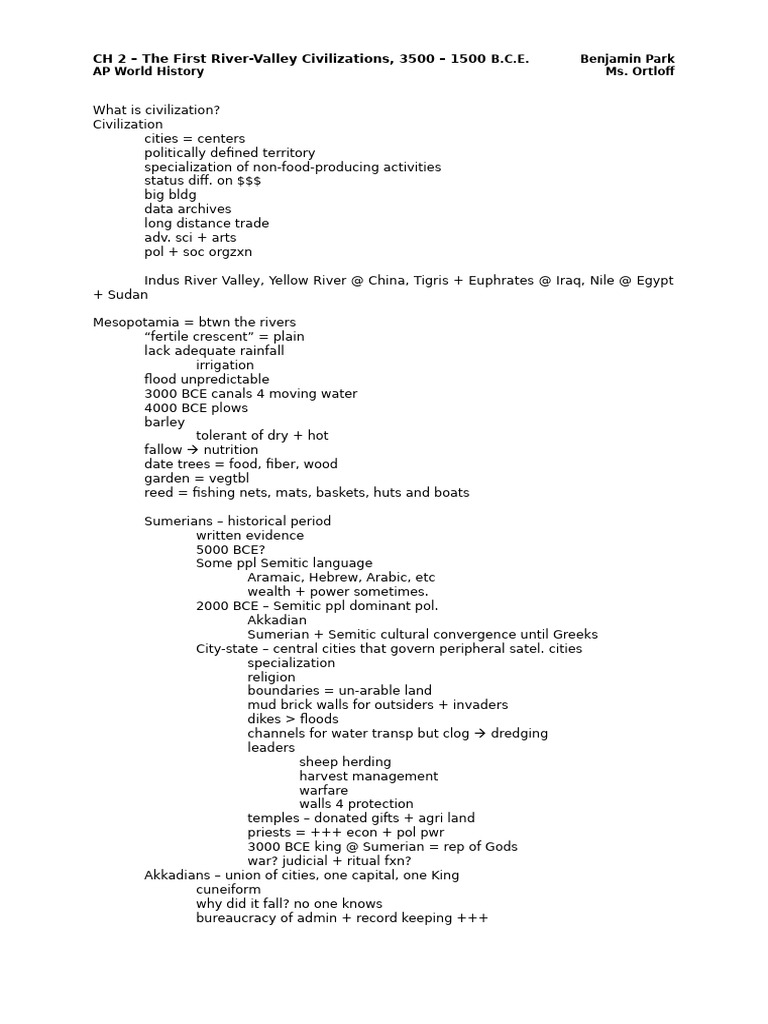 AP World History - Ch 2 | PDF | Sumer | Ancient Egypt
