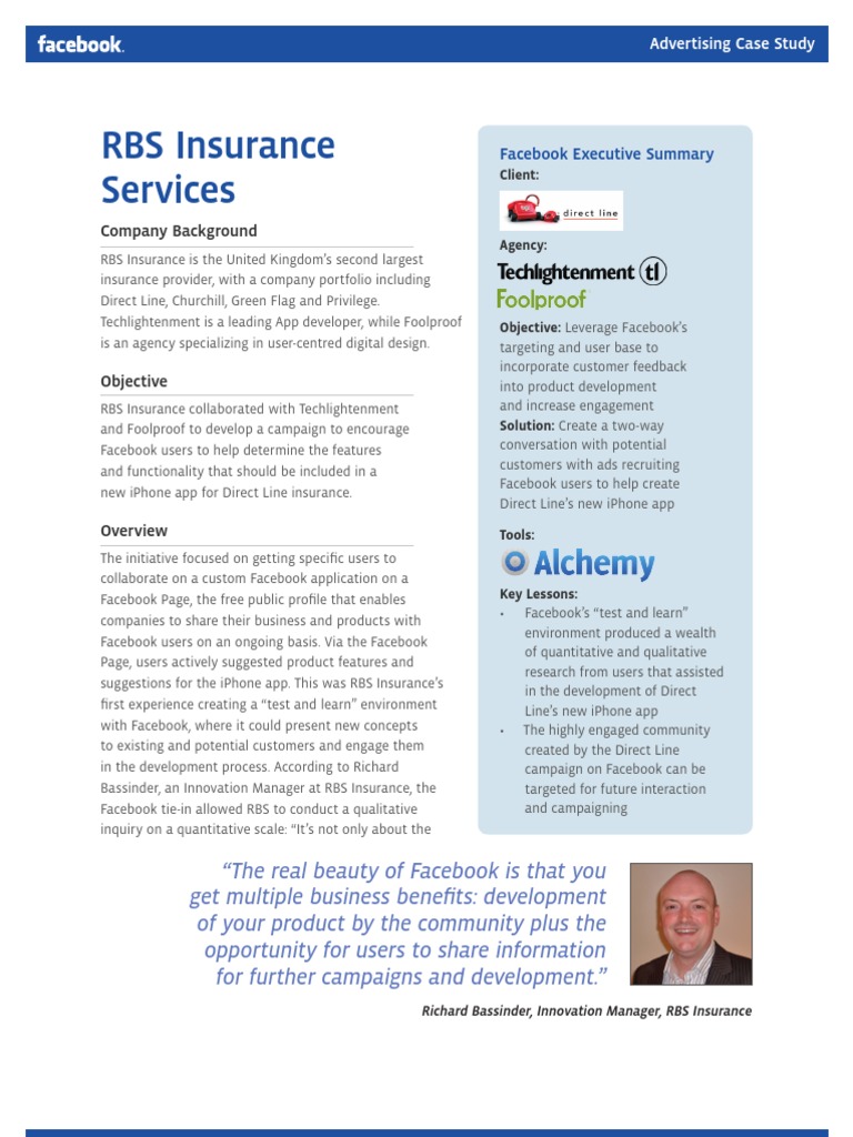 RBS Insurance Facebook Ad Case Study | PDF | Facebook | Advertising