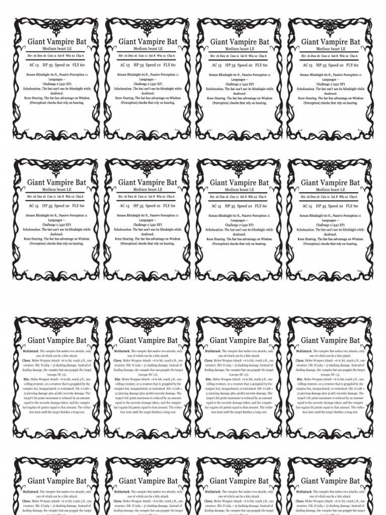Vampire Bat Sheet 001 | PDF