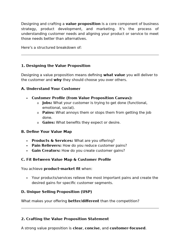 Designing and Crafting a Value Proposition is a Core Component of ...
