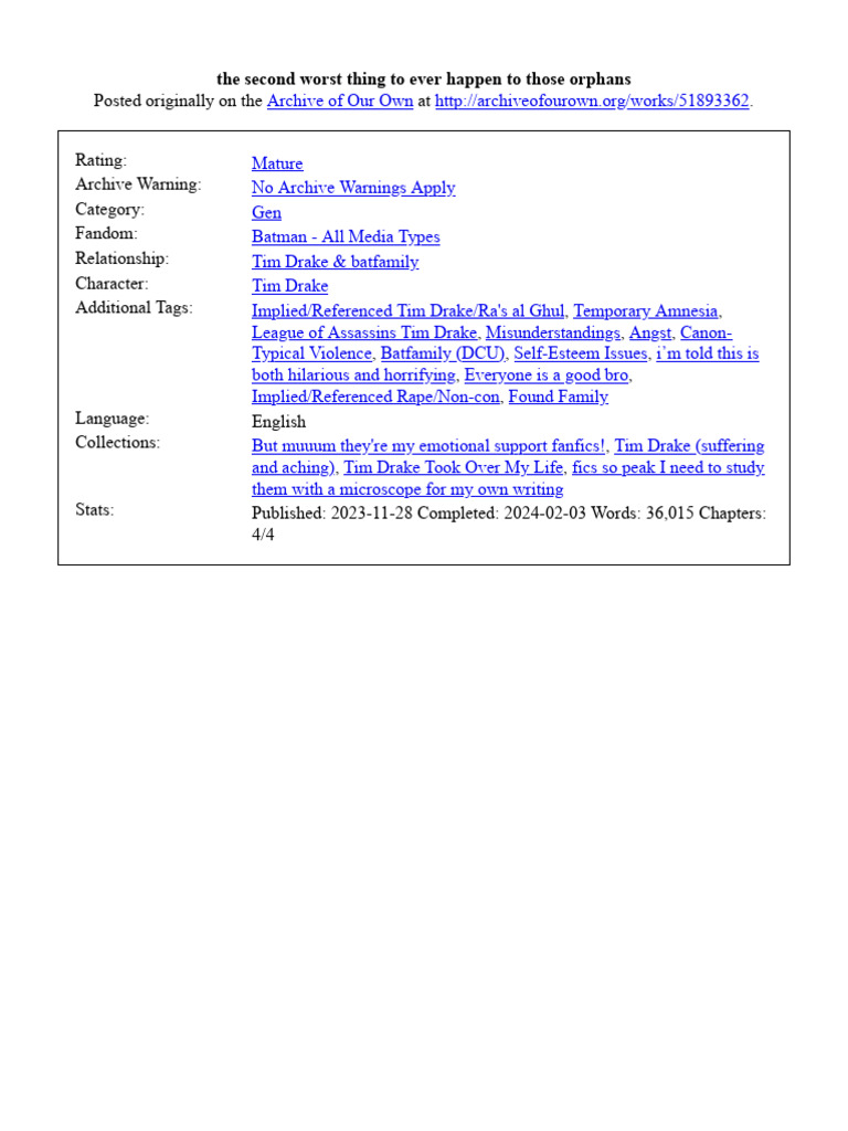 The Second Worst Thing | PDF | Batman