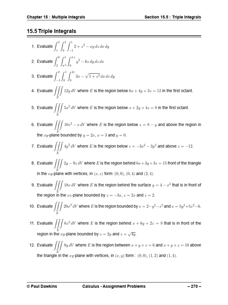 Triple Integrals in Calculus Problems | PDF | Integral | Sphere