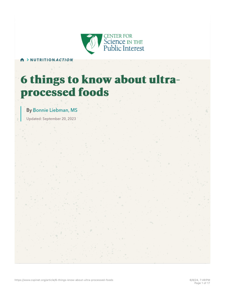 6 Things to Know About Ultra-processed Foods | Center for Science in ...