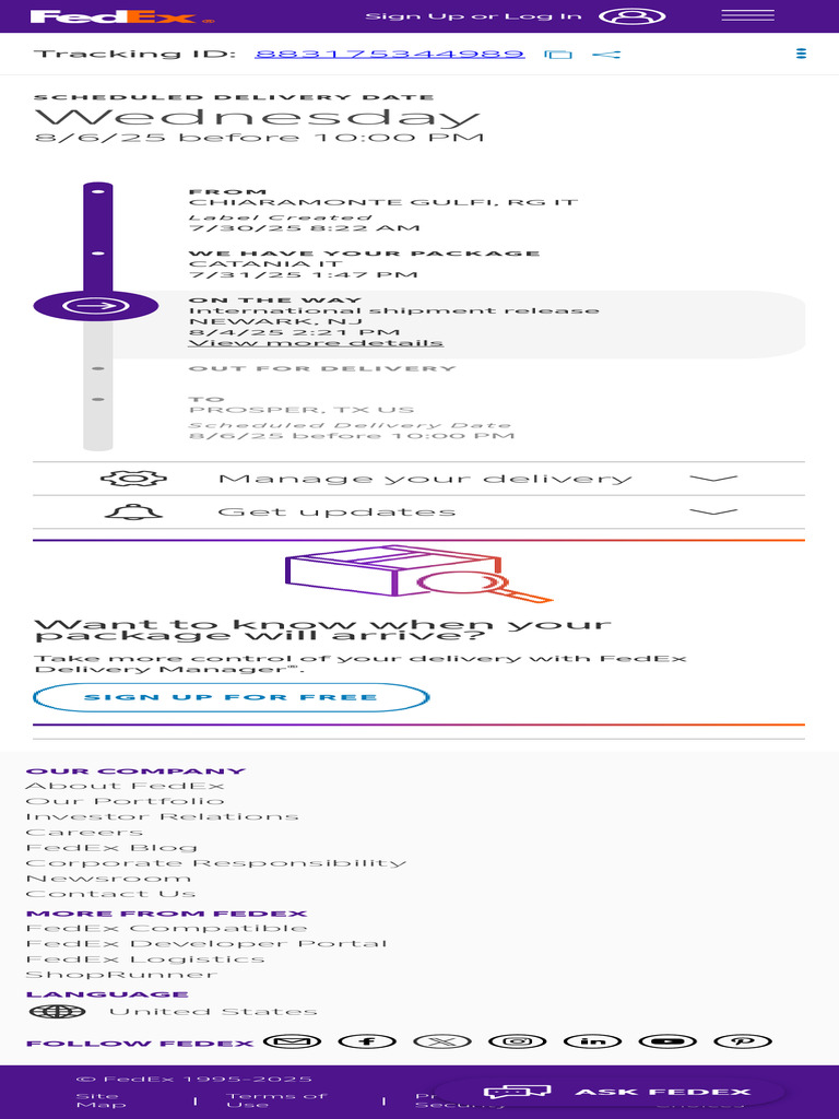 FedEx Package Tracking Information | PDF