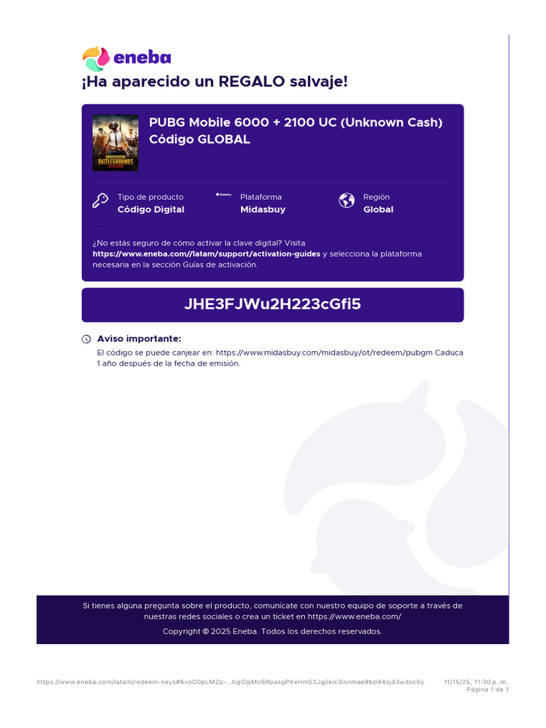 Regalo PUBG Mobile: 6000 + 2100 UC | PDF