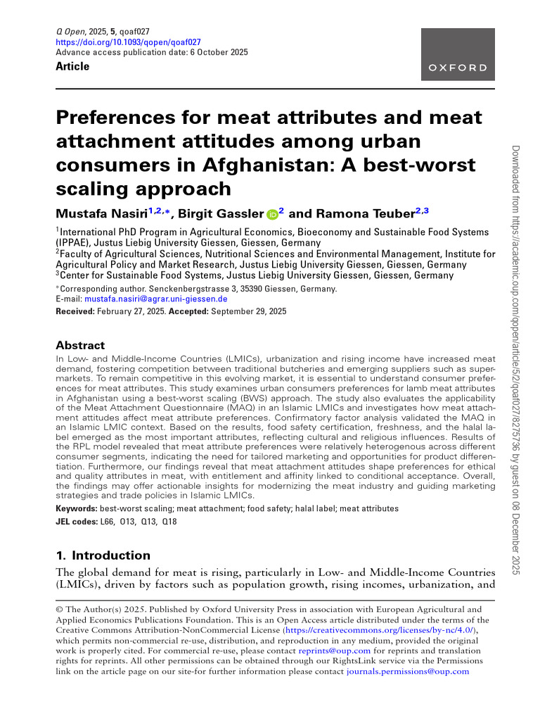Preferences for Meat Attributes and Meat Attachment Attitudes Among ...