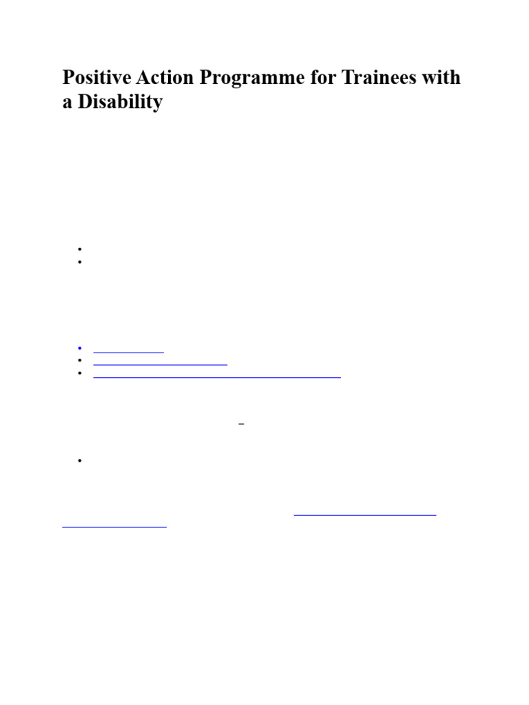 Positive Action Programme For Trainees With A Disability 2020 | PDF ...