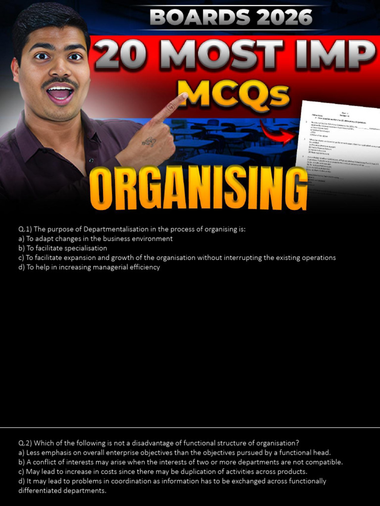 Orgainsing MCQ 2026 | PDF | Organizational Structure | Economies