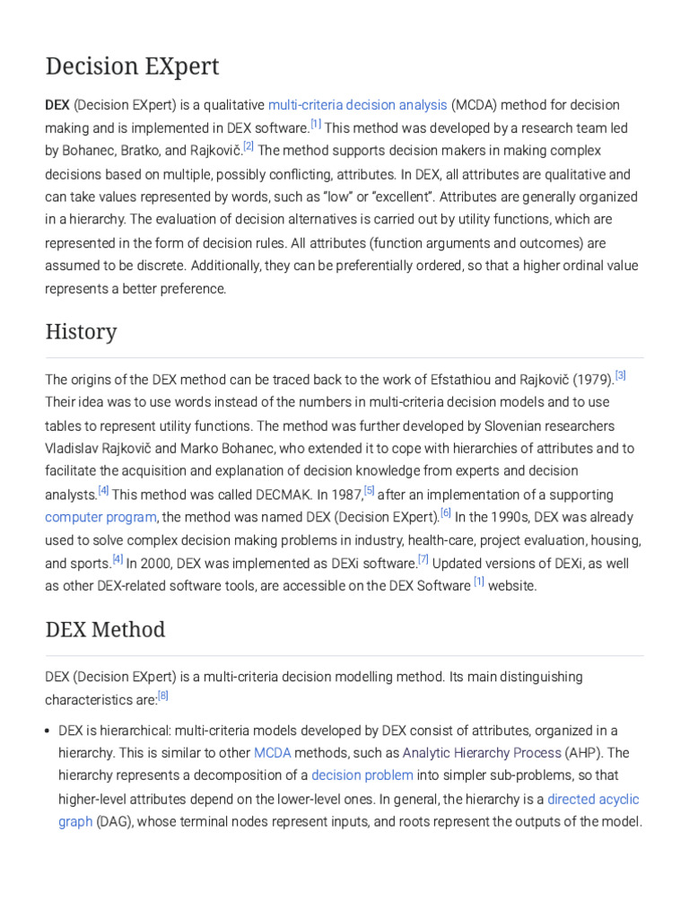 DEX: Qualitative Decision Analysis Method | PDF | Applied Mathematics