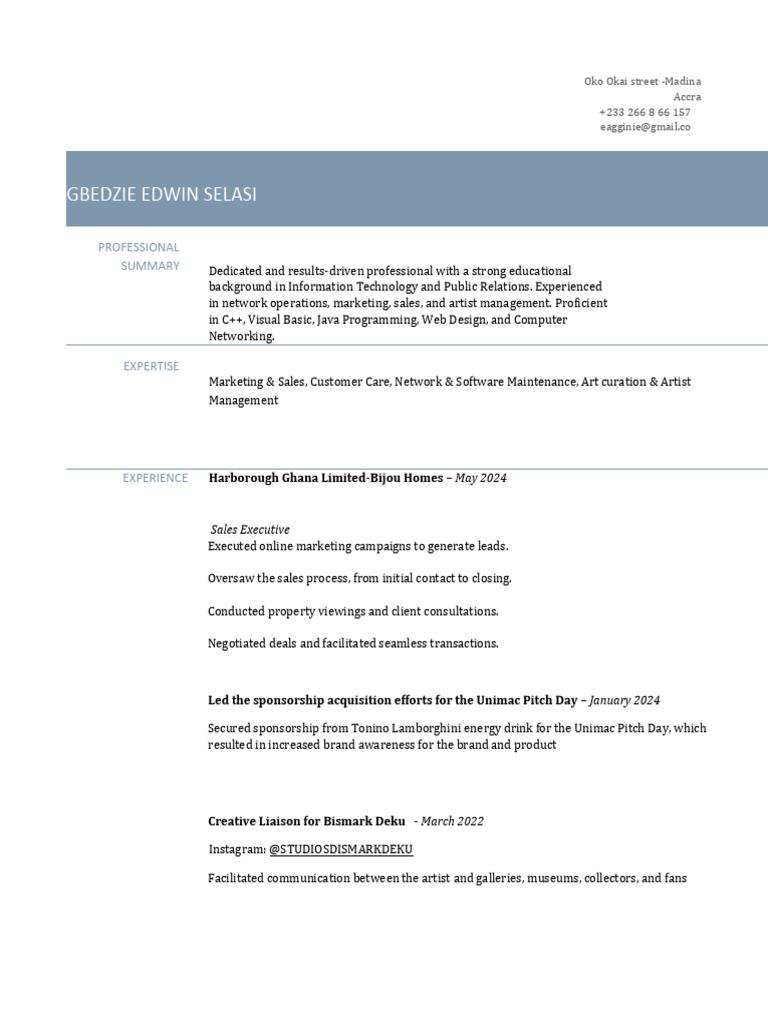 Updated Official Edwin Cv 2024 | PDF | Marketing | Communication