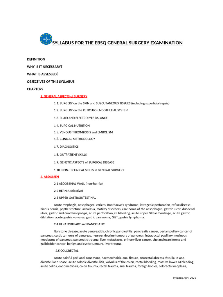 Syllabus April 2021 | PDF | Thrombosis | Melanoma