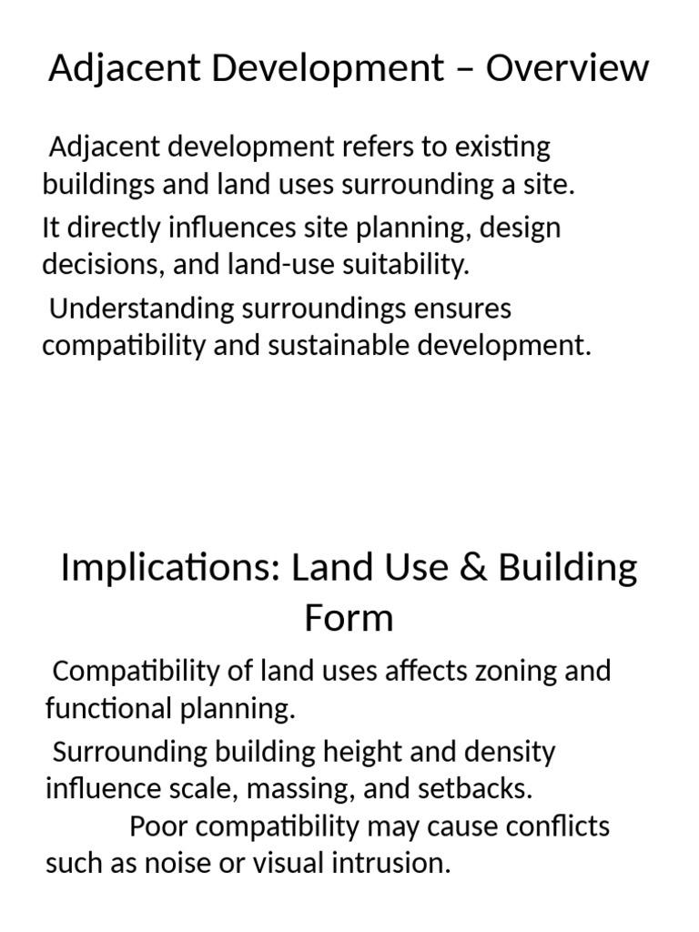 of Adjacent Development | PDF