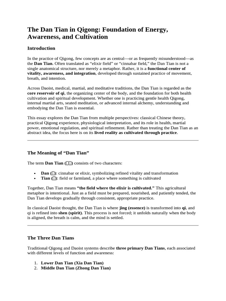 The Dan Tian - Qigong | PDF | Qigong | Breathing