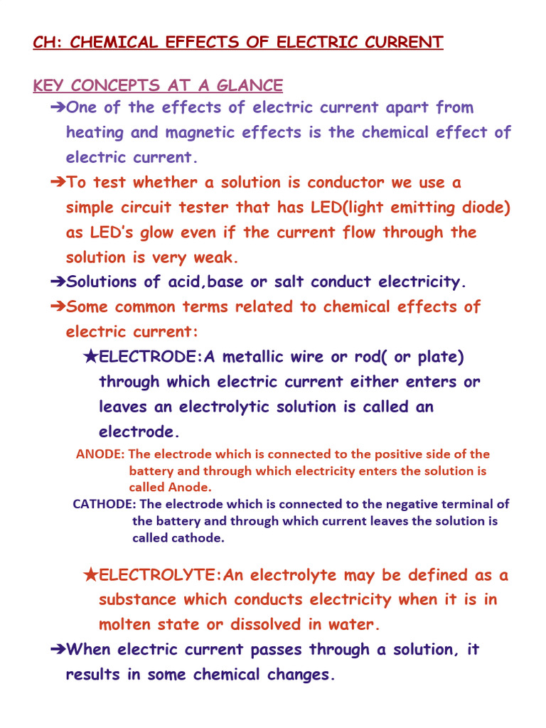 Chemical Effects of Electric Current | PDF