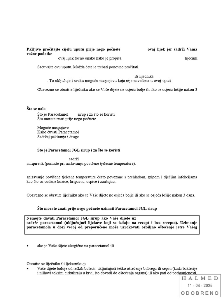 Paracetamol JGL 120 Mg 5 Ml Sirup PIL | PDF