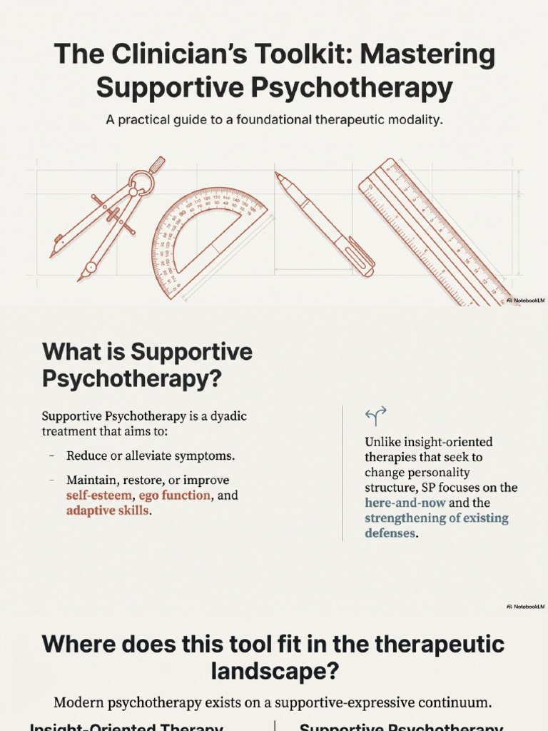 Supportive Psychotherapy a Clinician Toolkit | PDF