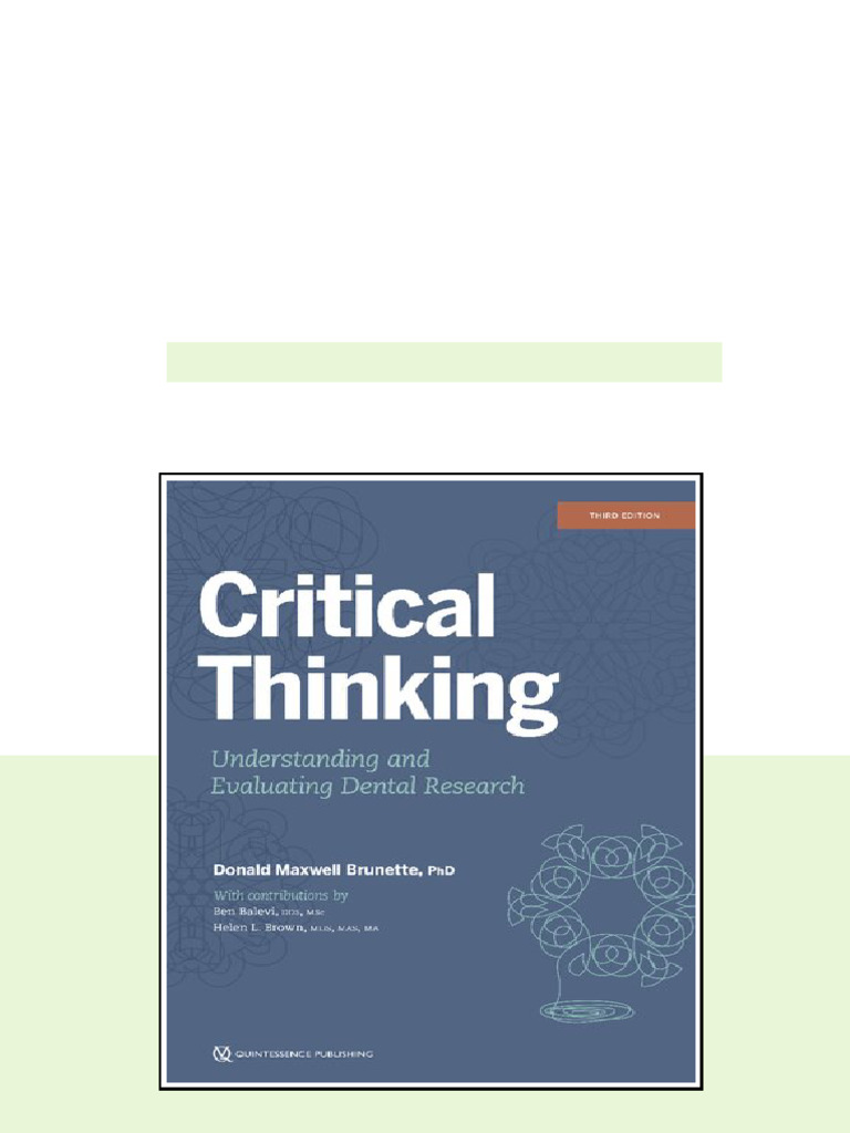 Critical Thinking Understanding And Evaluating Dental Research 3ed ...