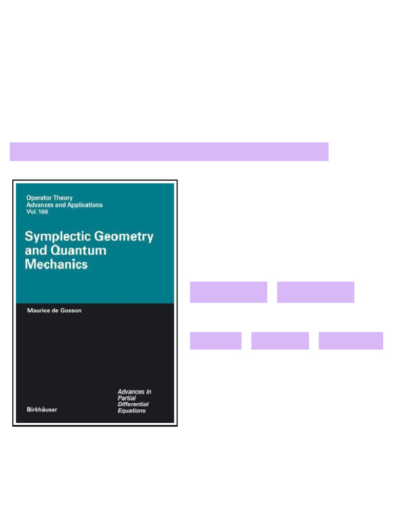 Symplectic Geometry and Quantum Mechanics 1st Edition Maurice De Gosson ...