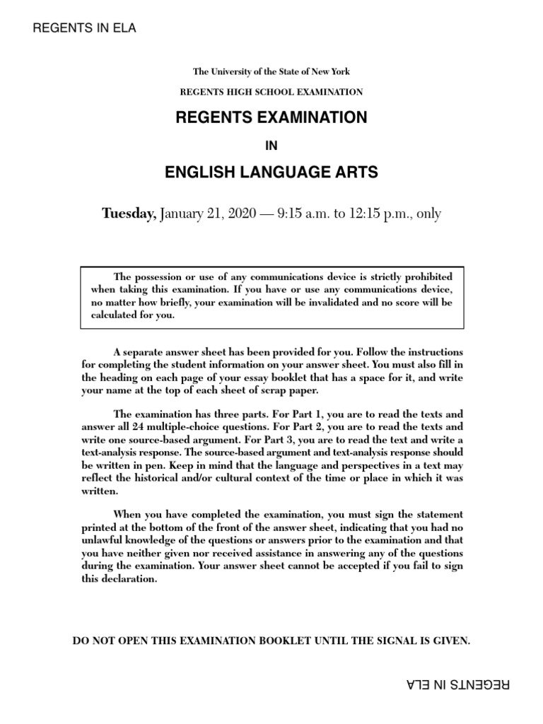 Regents ELA Exam January 2020 | PDF | Mind | Obsessive–Compulsive Disorder