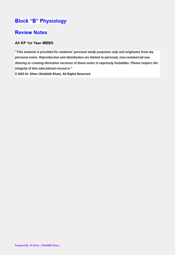 Block B Physiology Review Notes | PDF | Neuromuscular Junction | Muscle ...