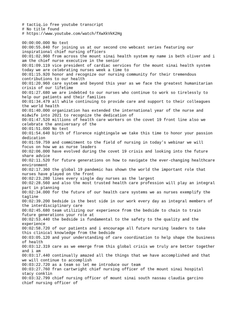 Tactiq Free Transcript FXwXkVkK2Hg | PDF | Nursing | Leadership