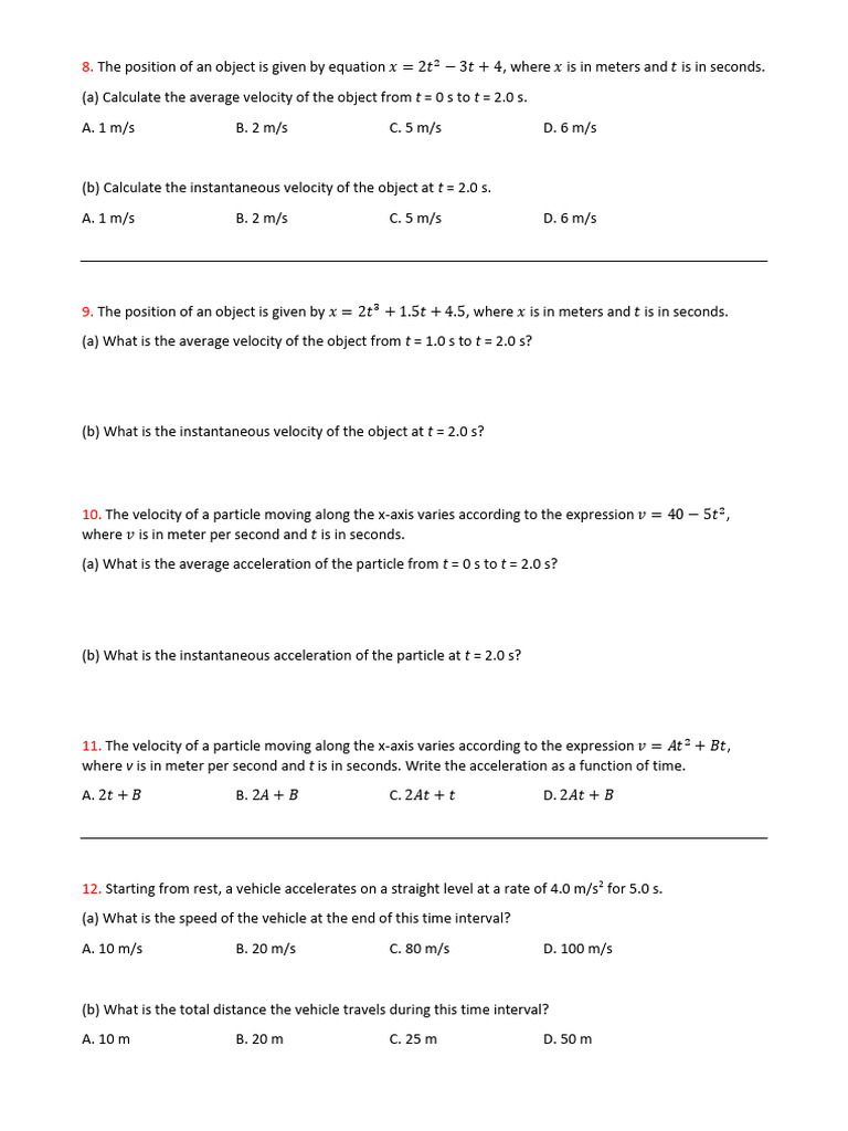 Object Motion: Velocity Calculations | PDF
