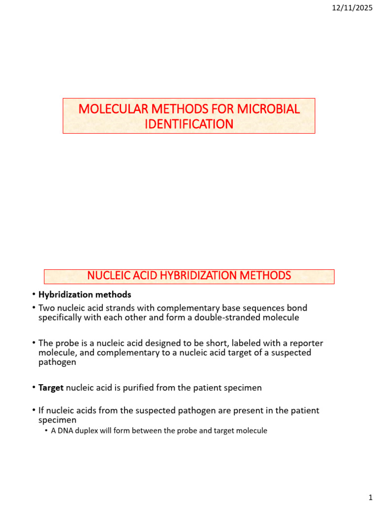 Molecular Techniques for Microbial ID | PDF | Polymerase Chain Reaction ...