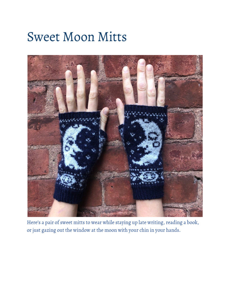 Sweet Moon Mitts Knitting Pattern | PDF | Knitting | Fibers