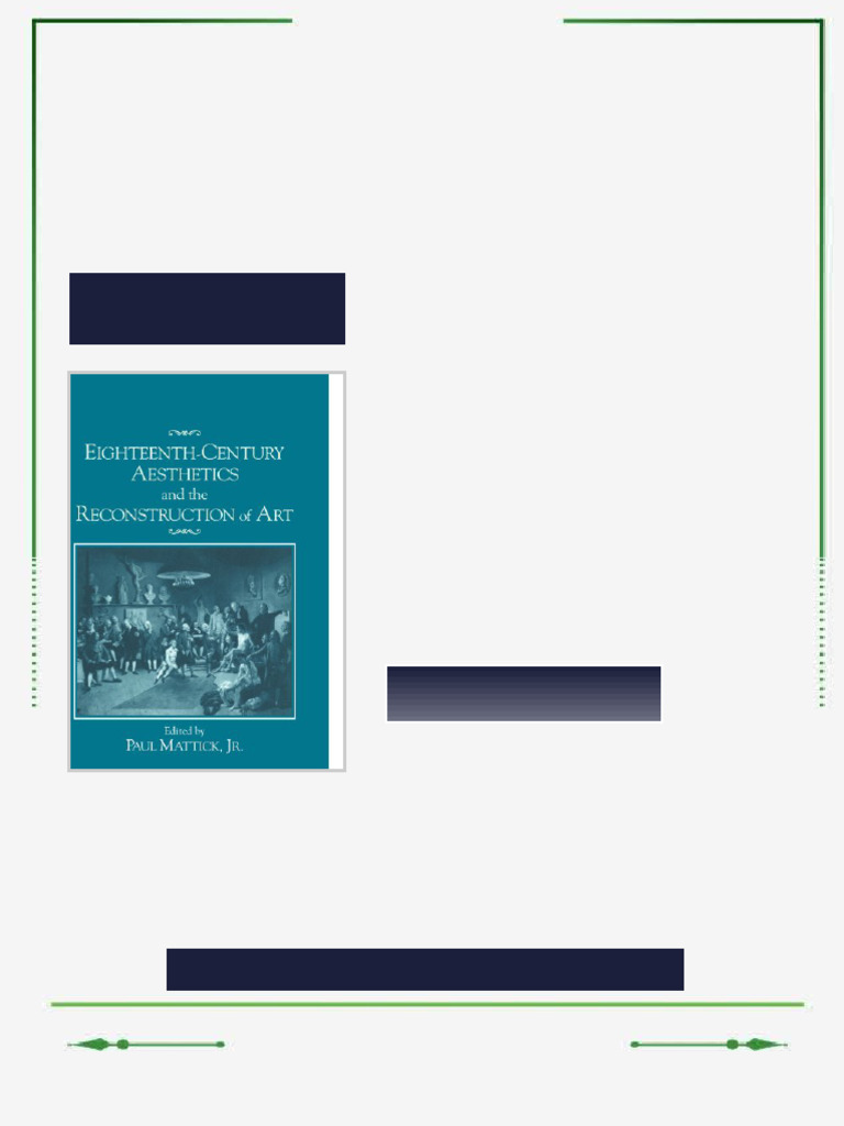 Eighteenth Century Aesthetics and the Reconstruction of Art 1st Edition ...