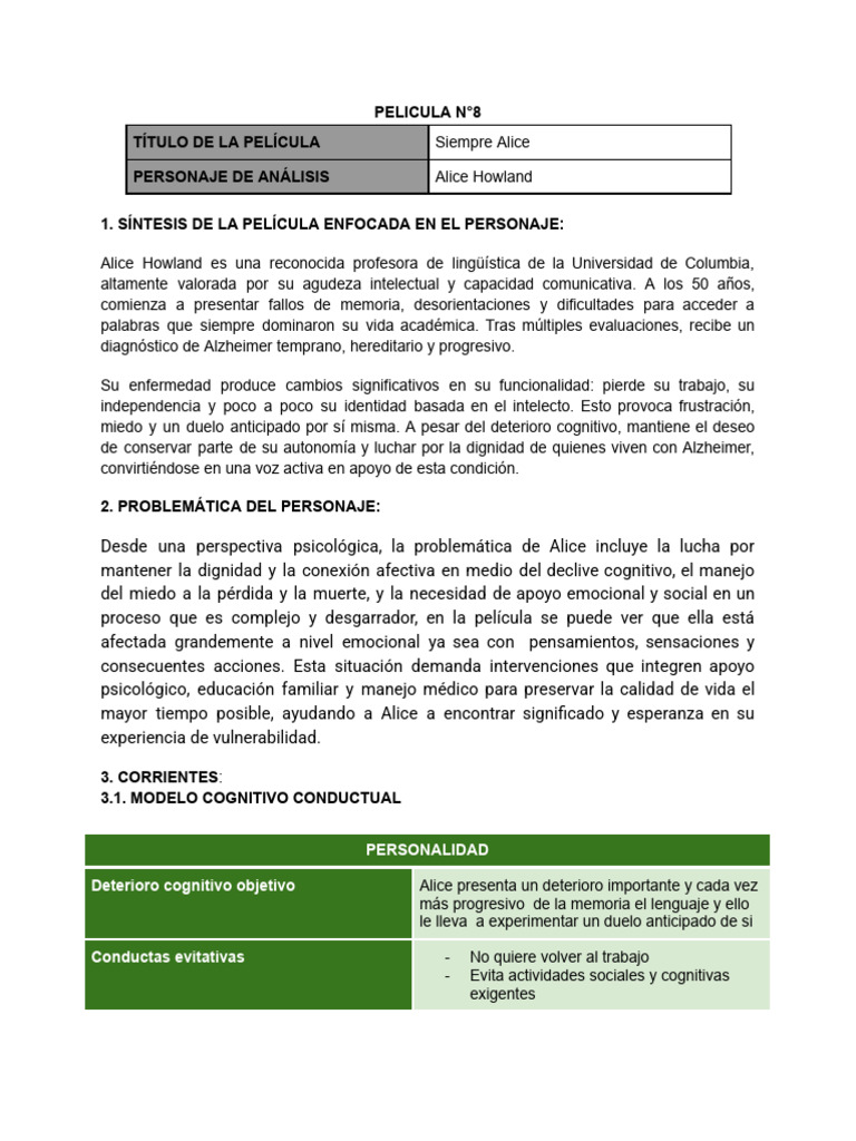 Siempre Alice - Alice Howland | PDF | Las emociones | Terapia de ...