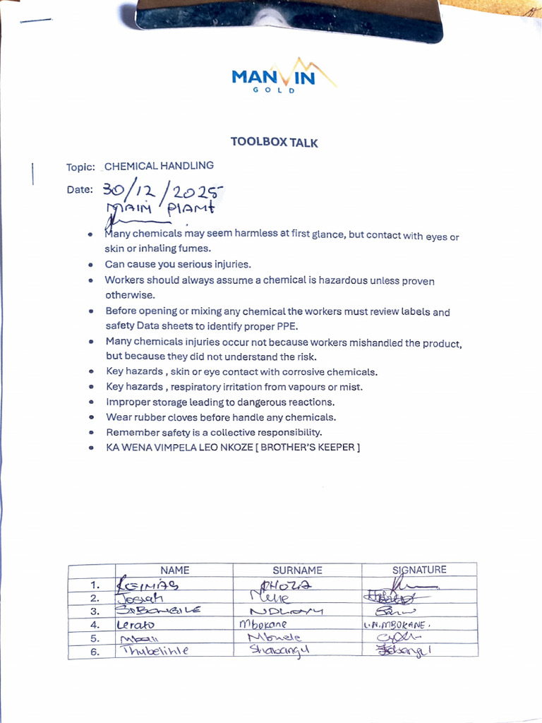 Chemical Handling Safety Guidelines | PDF
