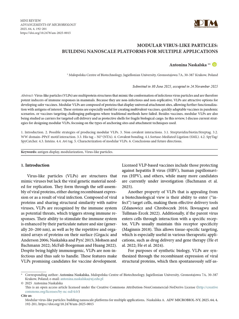 Modular Virus-Like Particles for Vaccines | PDF | Molecular Biology ...