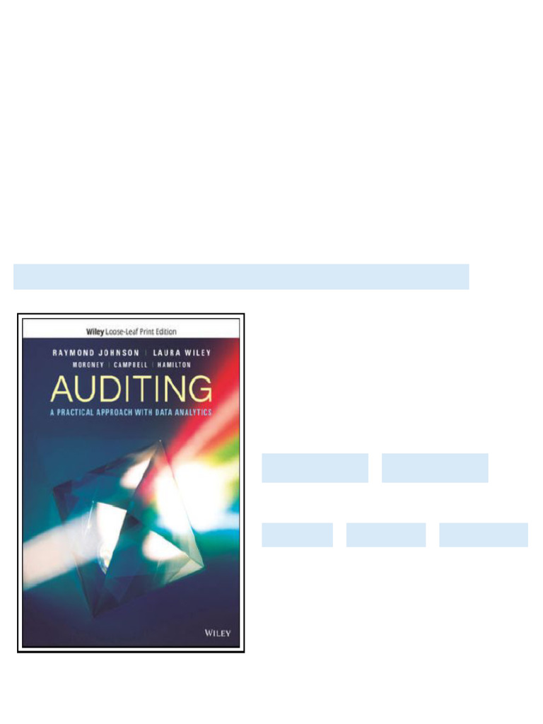 Test Bank for Auditing: A Practical Approach with Data Analytics, 1st ...