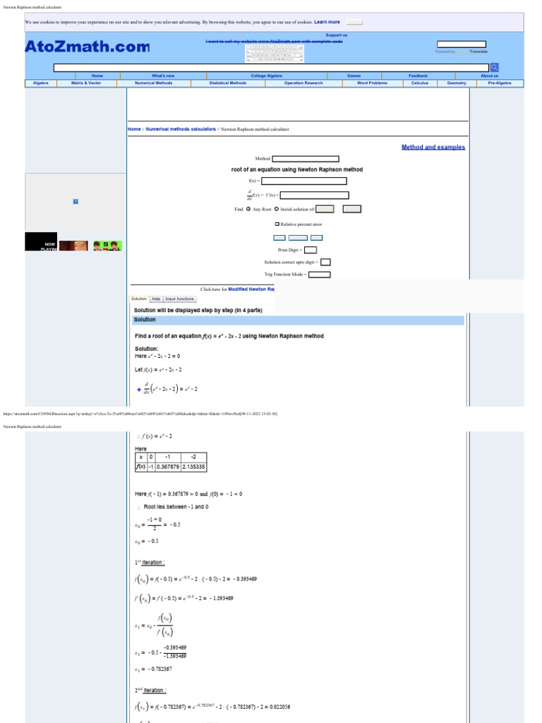 Newton Raphson Method Calculator | PDF | Numerical Analysis | Algebra