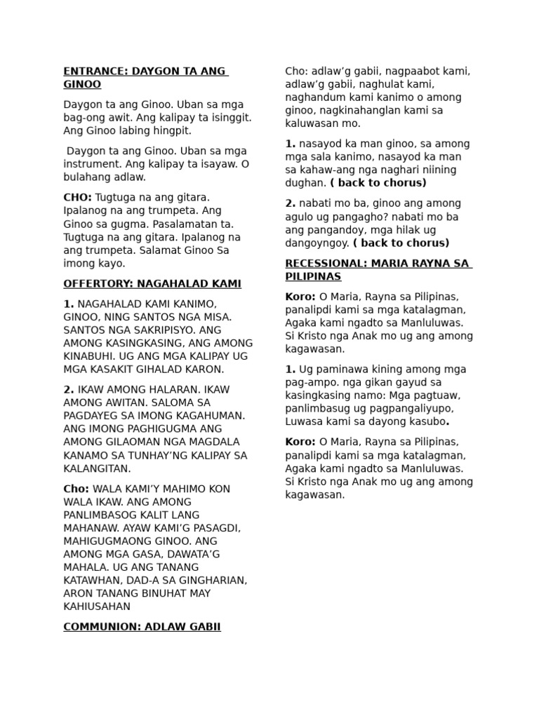 Print Songs | PDF