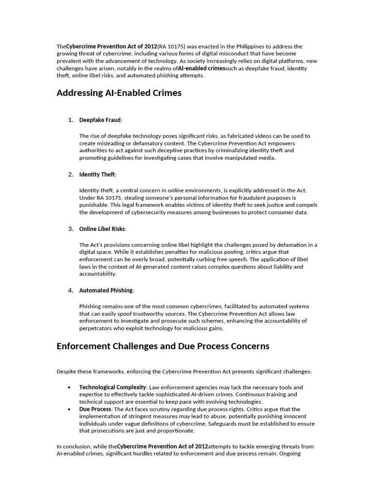 Cybercrime, Including Various Forms of Digital Misconduct That Have ...