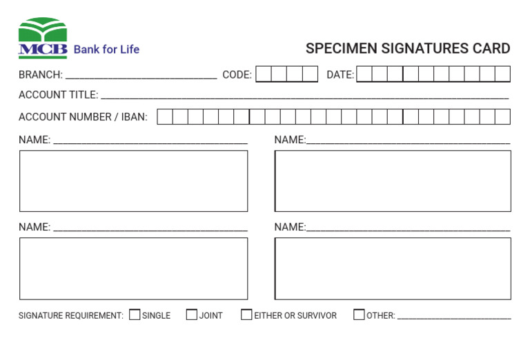 Interactive Specimen Signature Card MCB UAE | PDF