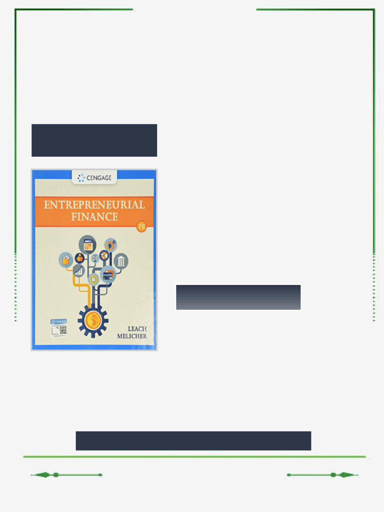 Entrepreneurial Finance 7th Edition J. Chris Leach ebook accessible ...