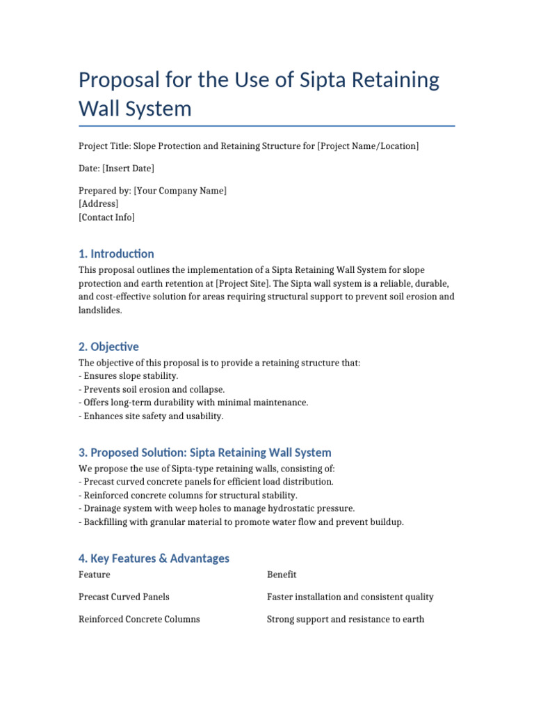 Sipta Retaining Wall Proposal | PDF | Civil Engineering | Building ...