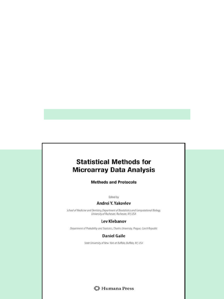 (Ebook) Statistical Methods for Microarray Data Analysis: Methods and ...