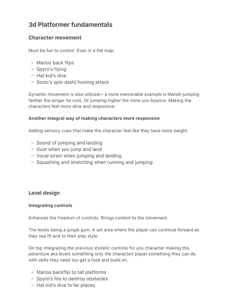 3d Platformer Fundamentals | PDF