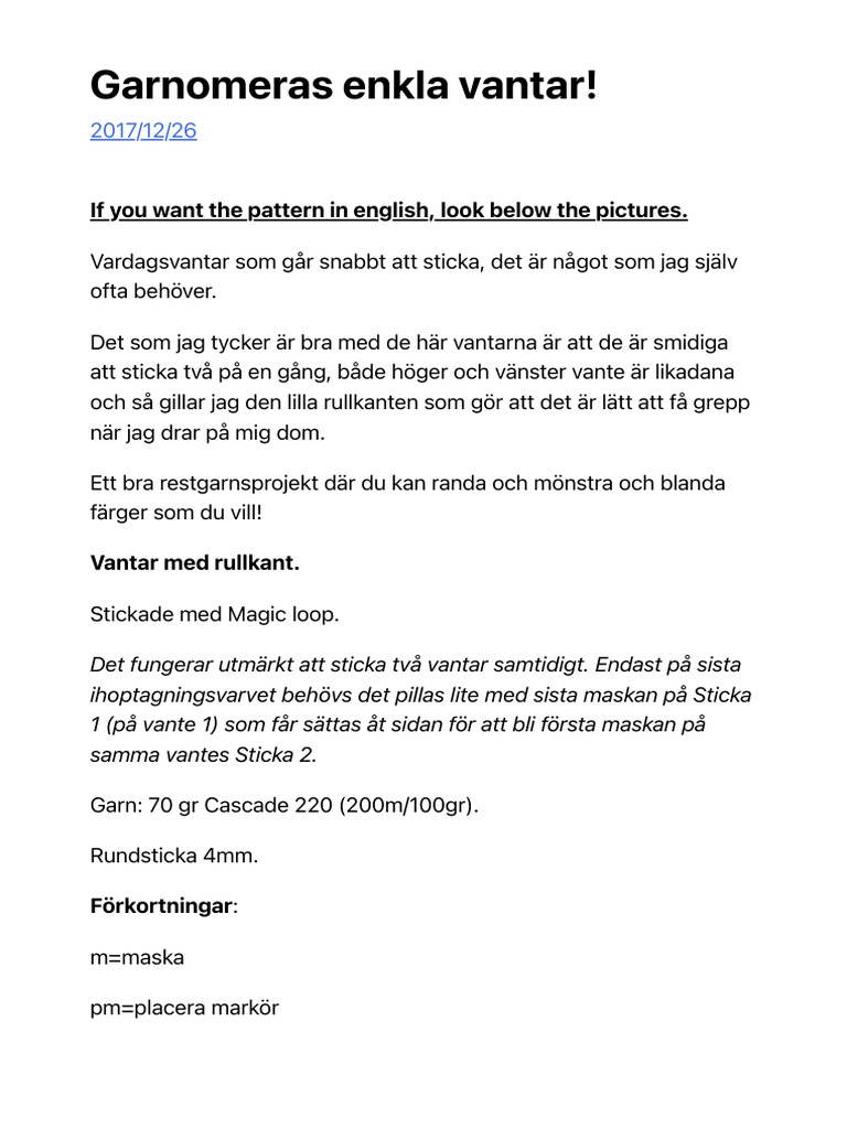 Garnomeras Enkla Vantar! - Garnomera | PDF