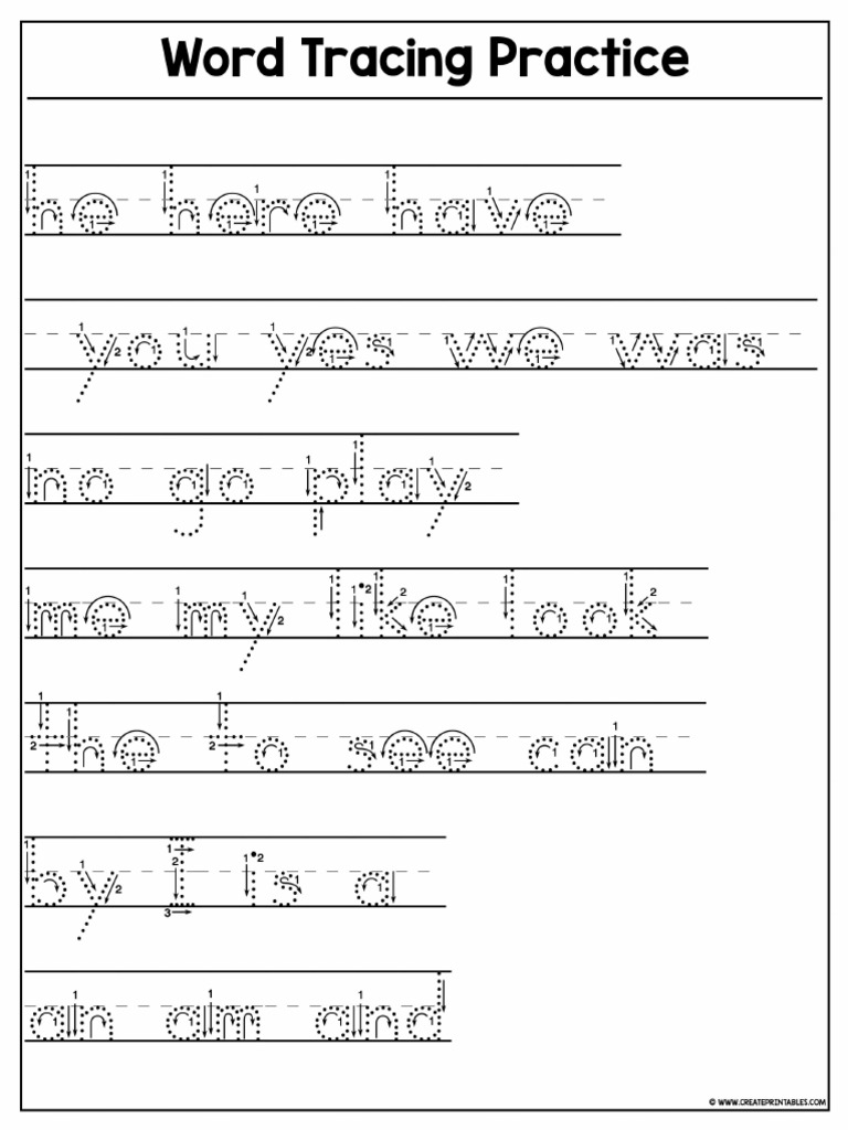 CreatePrintables.com Word Tracing Practice C9B8 A95D CE9F | PDF