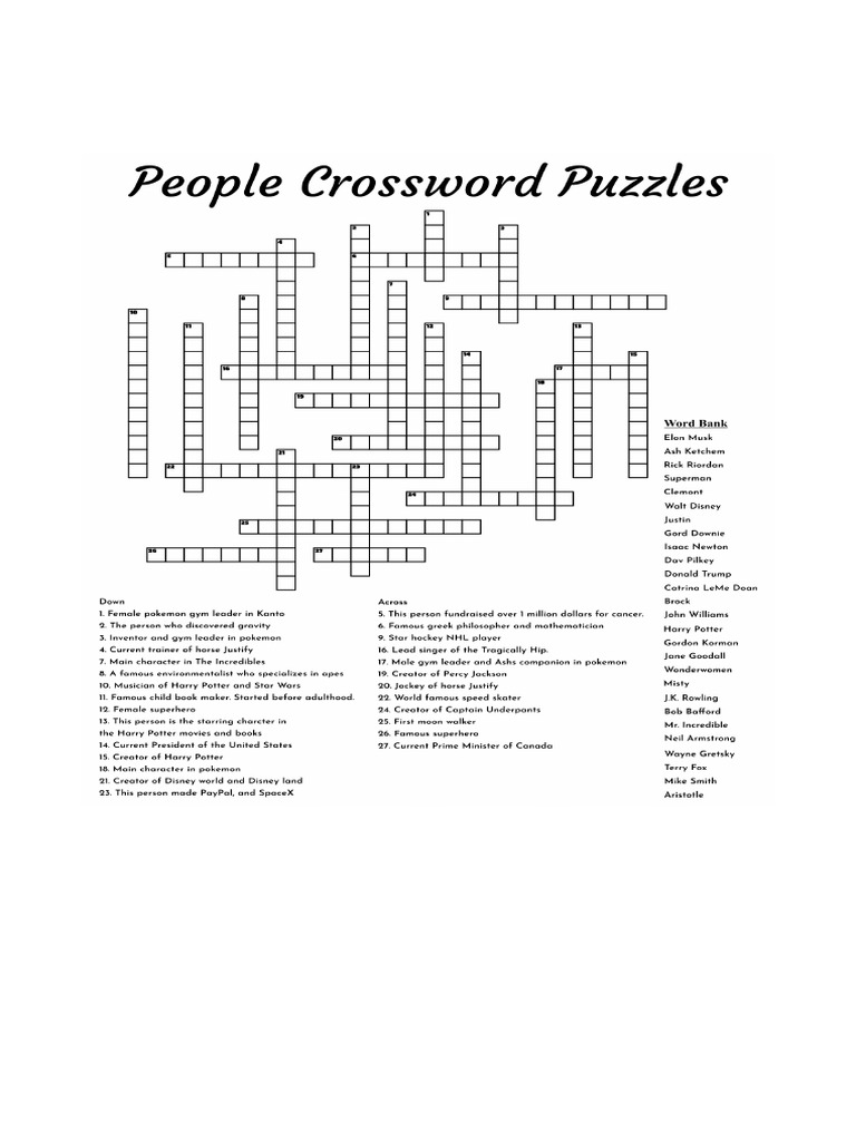 Printablee.com Printable People Crossword Puzzles 263750.Png | PDF