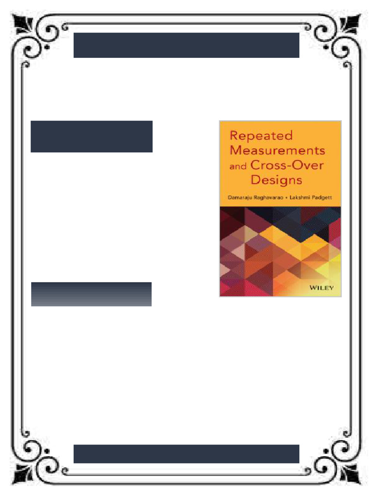 Repeated Measurements and Cross Over Designs 1st Edition Damaraju ...